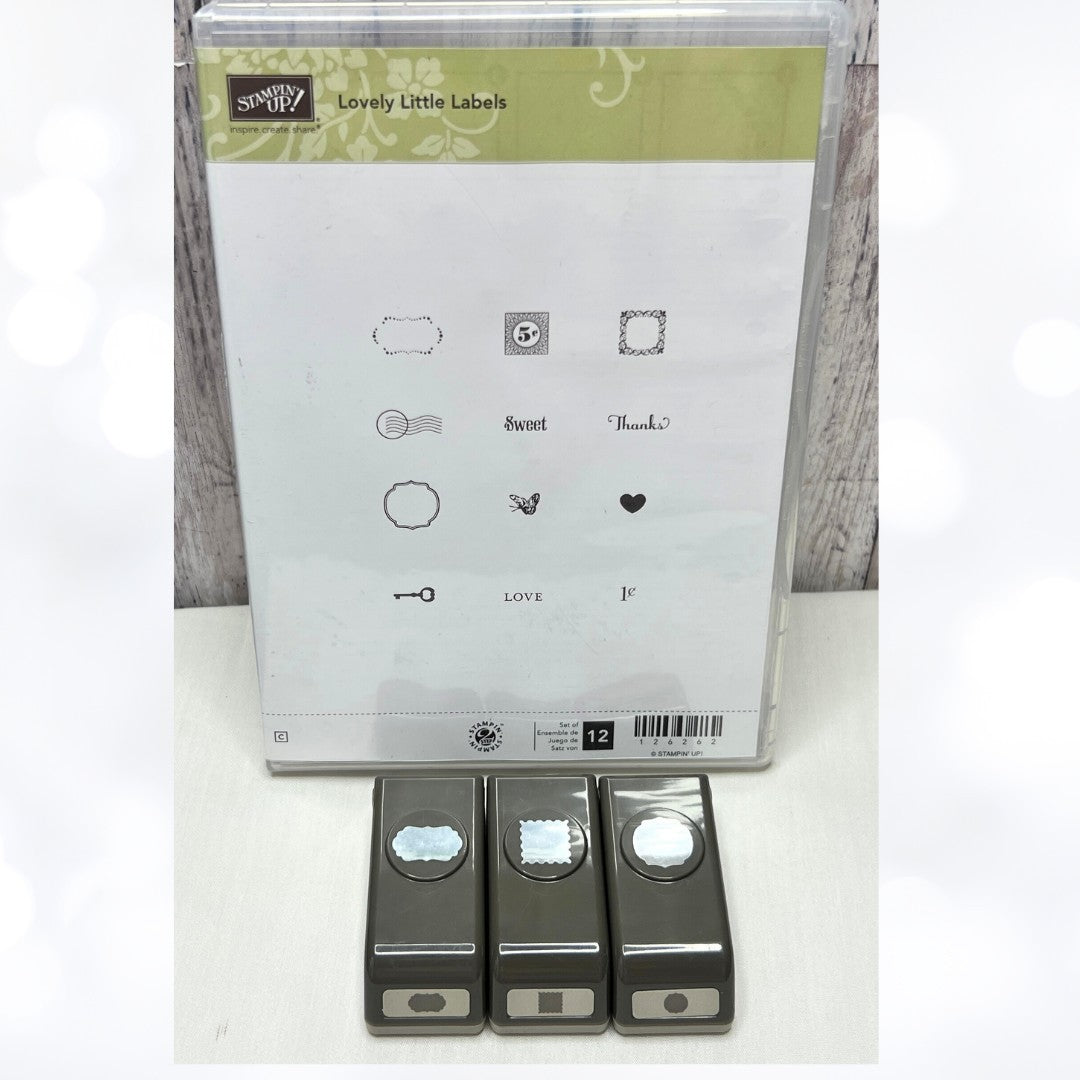 Stampin Up LOVELY LITTLE LABELS Punch Punches Pack Rubber Stamps – One ...